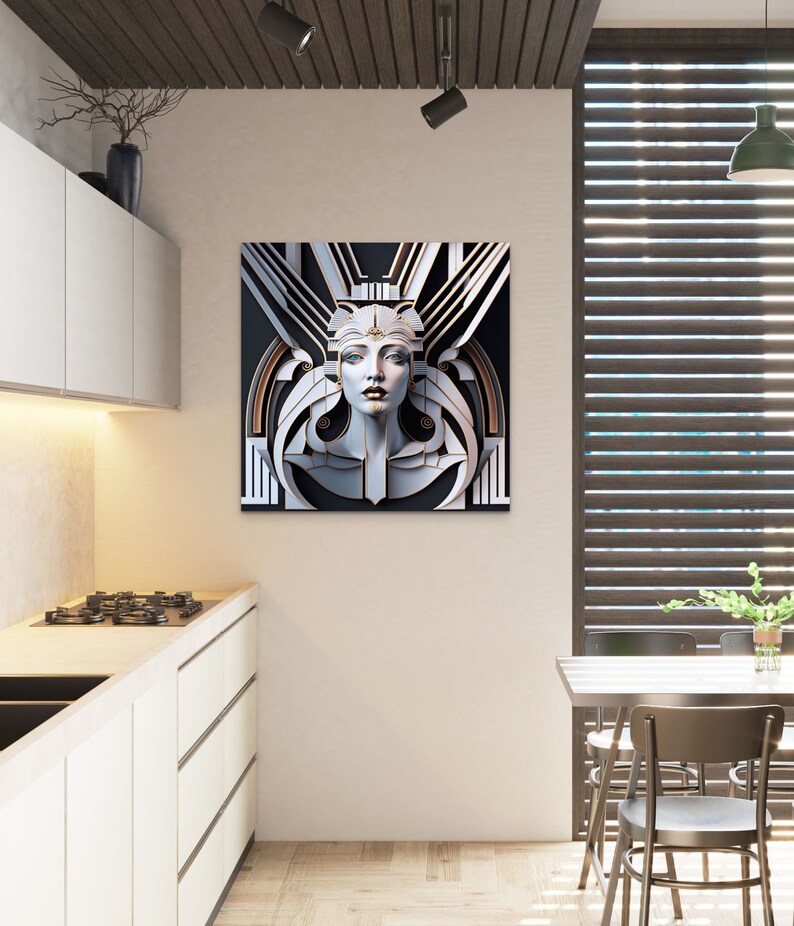 Digital Art Deco Wall Art of Beautiul Mask Woman Wall Decor Instant 300 ...