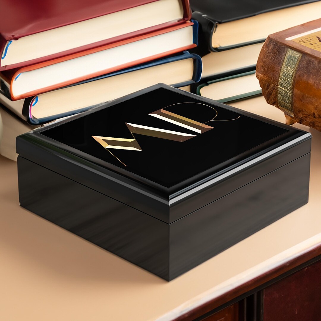 Personalized Monogramed Box Art Deco Lettering Jewelry Box Customizable ...