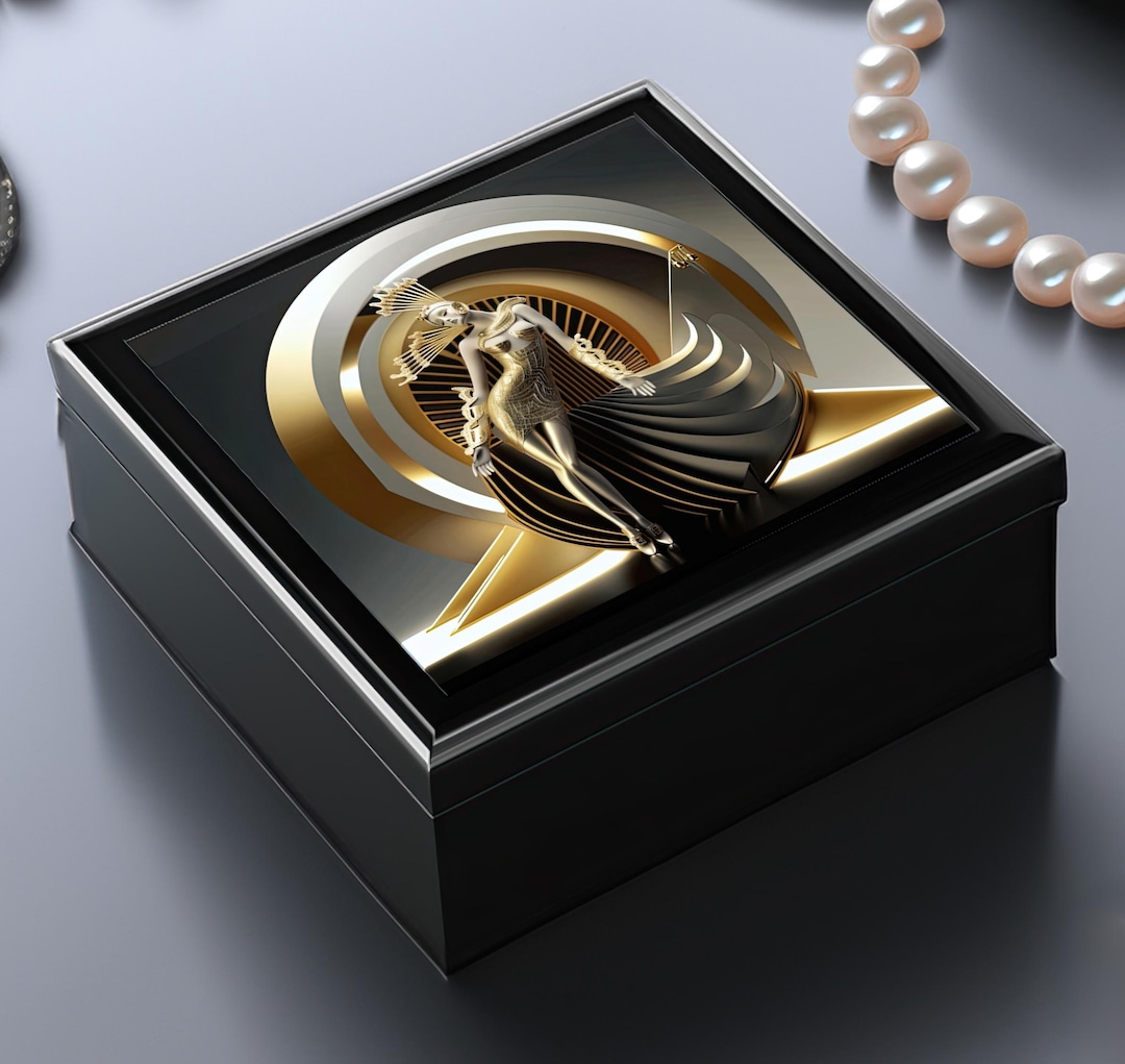 Art Deco Memory Box Dancer Design Vintage Style Organizer Trinket ...