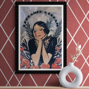 Art Deco Print of Dreaming Vintage 1930's Girl Portrait, Wall Art ...