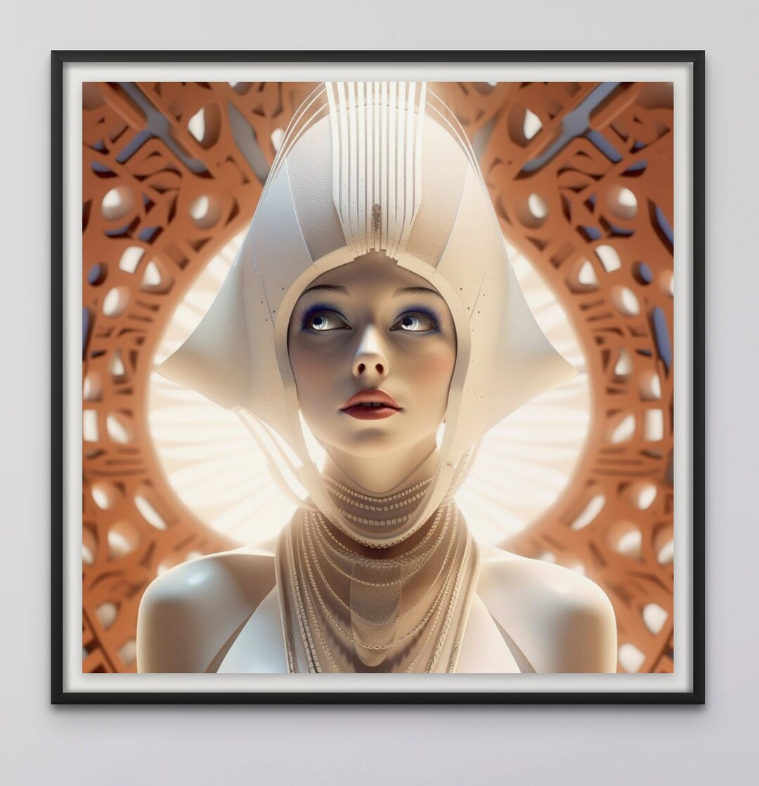 Digital Art Deco Print of Deco Style Space Girl Wall Art 5 High Quality ...