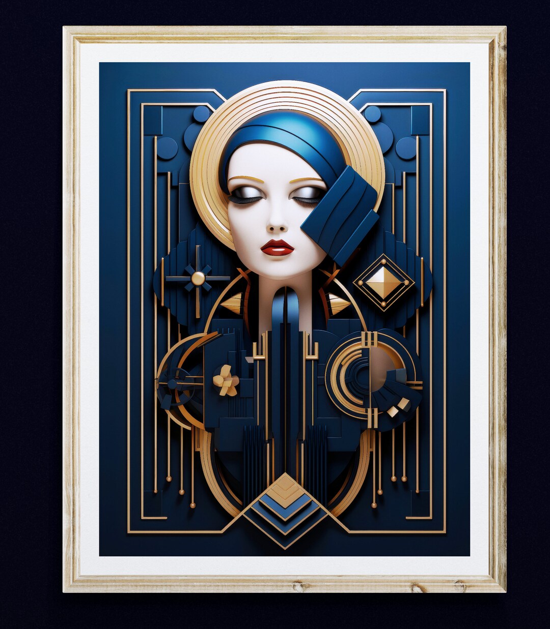 Art Deco Geometric Woman Print Rolled Prints for Wall Decor Archival ...
