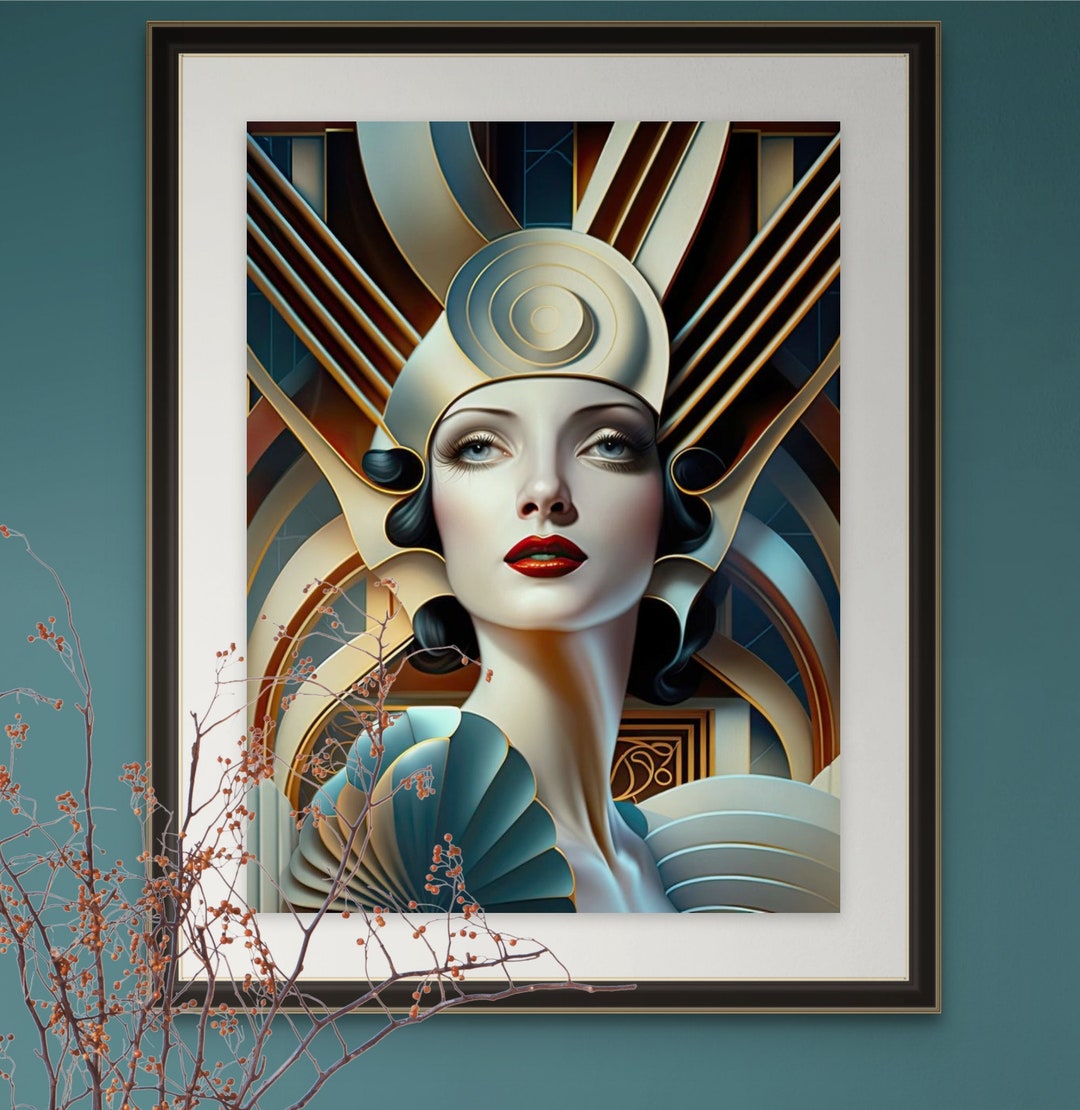 Art Deco Print of Beautiful 1920's Woman for Home Decor and Wall Art ...