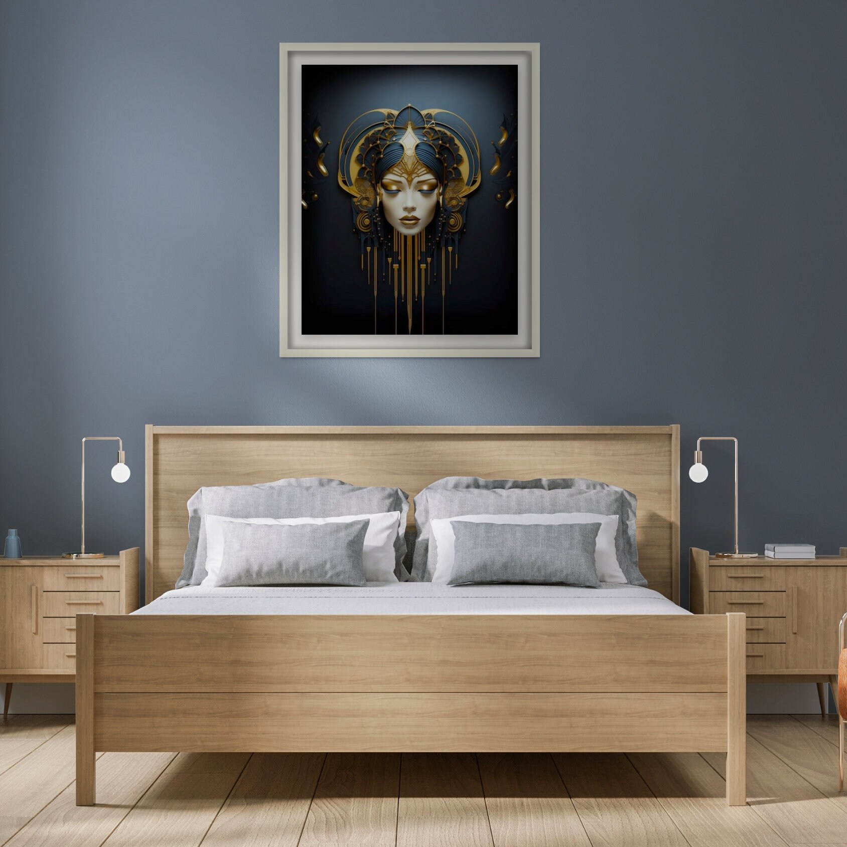 Vintage Glamour Modern Art Deco Print Radiant Goddess Art Regal Deep ...