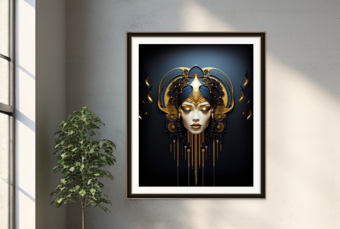 Vintage Glamour Modern Art Deco Print Radiant Goddess Art Regal Deep ...