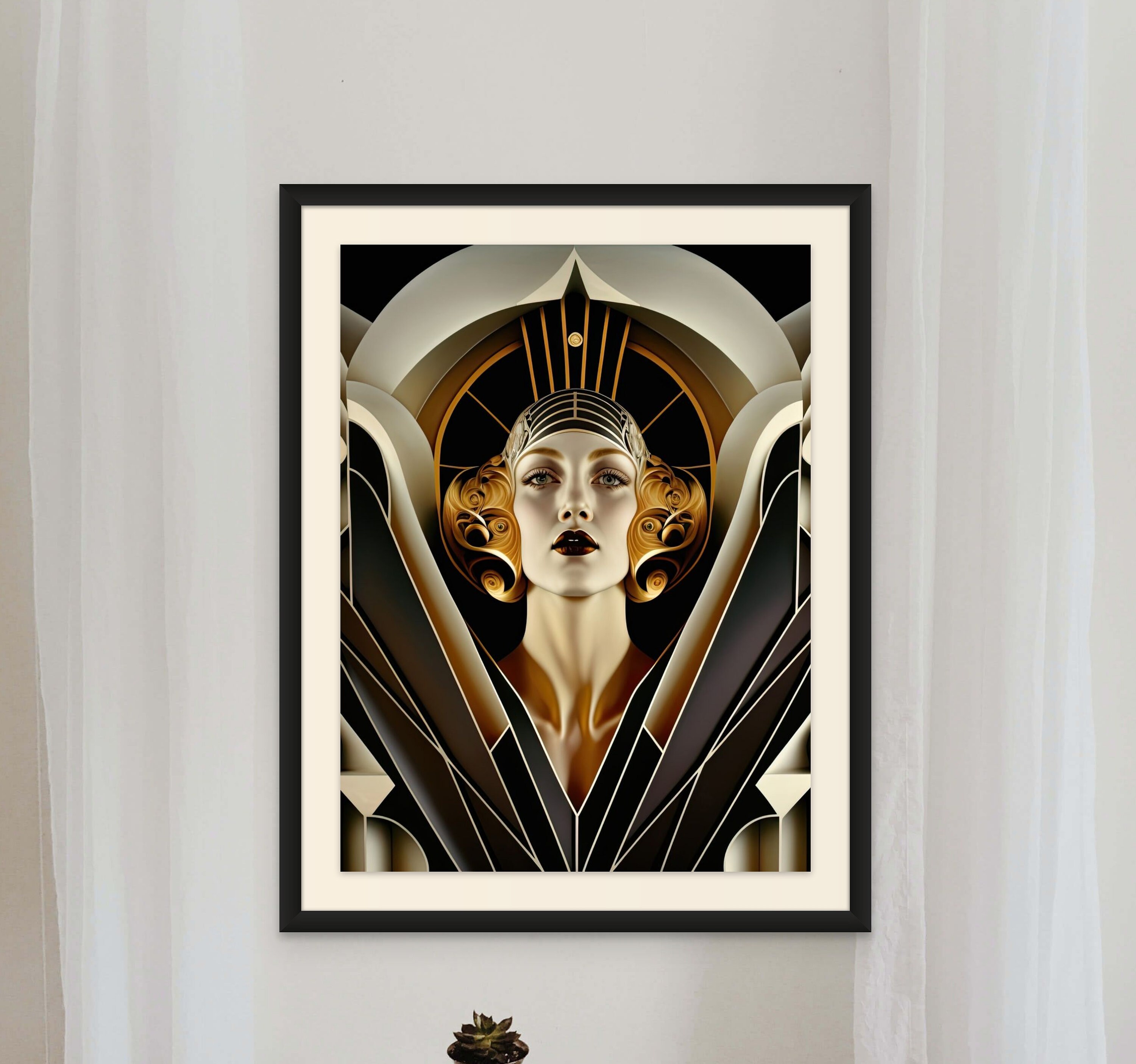 Dramatic Art Deco Print of 1920's Cabaret Girl Black and Gold Wall Art ...