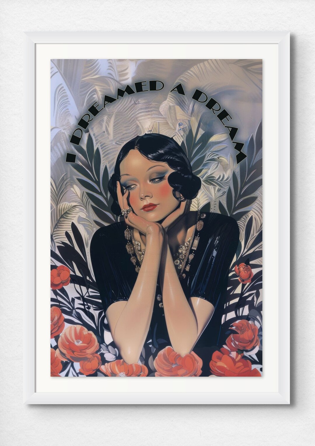 Art Deco Print of Dreaming Vintage 1930's Girl Portrait, Wall Art ...