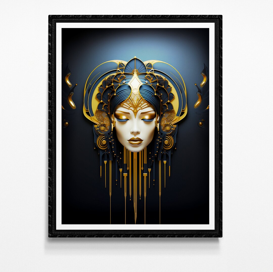 Vintage Glamour Modern Art Deco Print Radiant Goddess Art Regal Deep ...