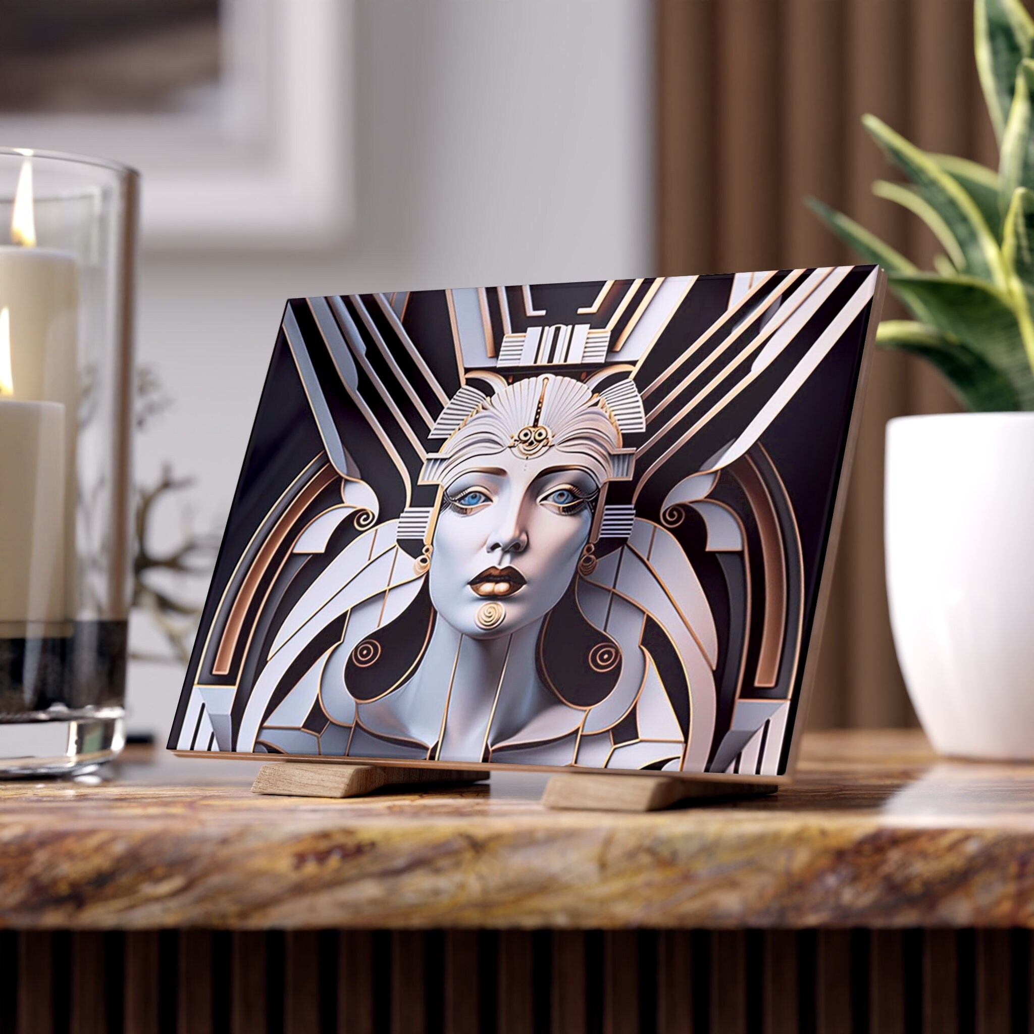 Digital Art Deco Wall Art of Beautiul Mask Woman Wall Decor Instant 300 ...