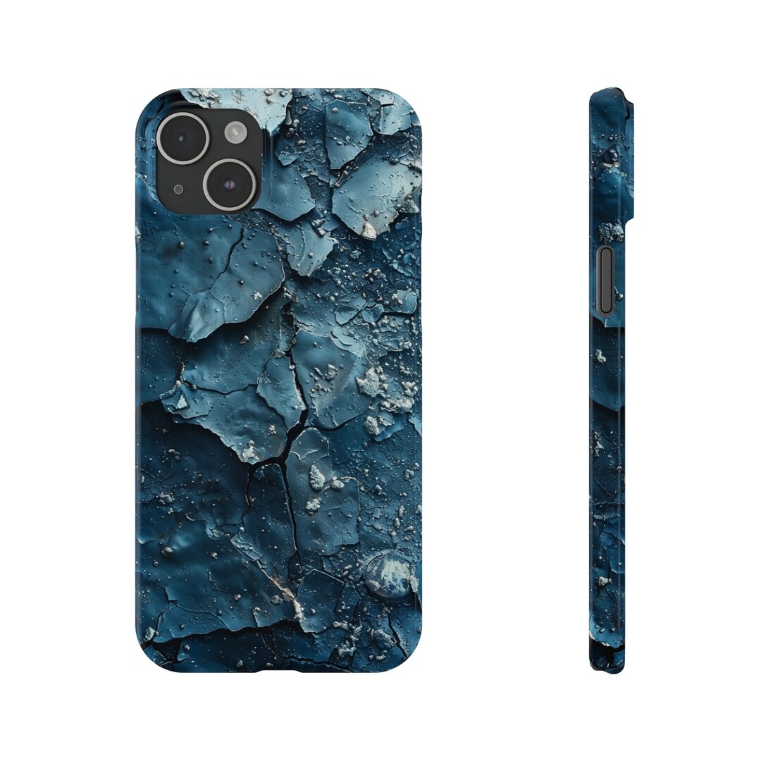 Deep Blue Metallic Rock Slim Phone Case for iPhone Pro, Max 15, 14, 13 ...