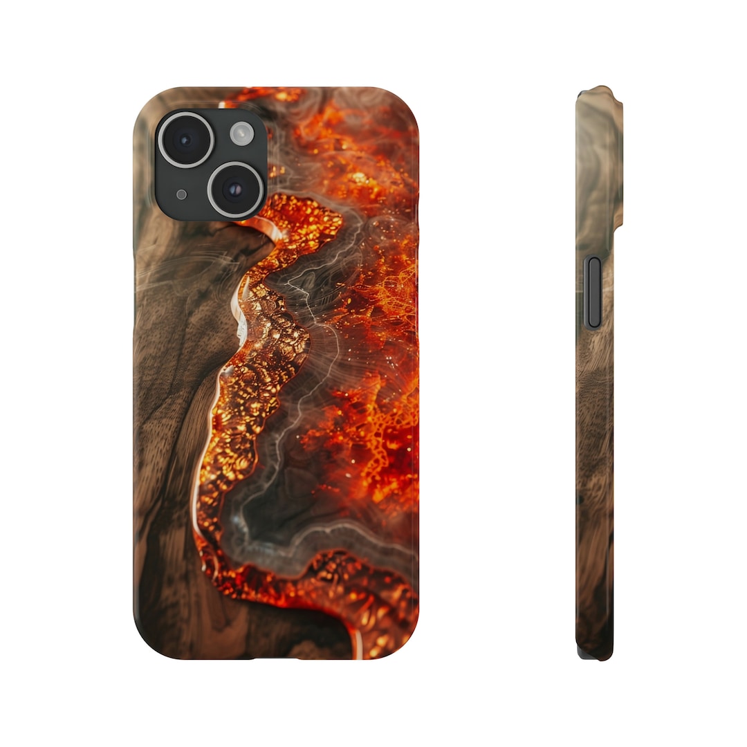 Classy Wood Grain Resin Epoxy Slim Phone Case iPhone 15 Pro Case ...