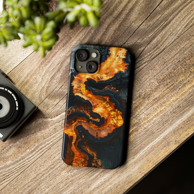 Dark Wood Resin Epoxy Slim Phone Case iPhone 15 Pro Case Iphone15 Pro ...