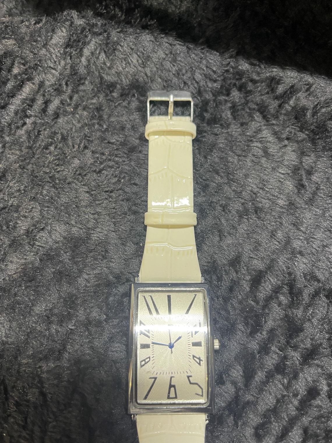 Sophisticated Nouveau Rectangular Quartz Watch With Cream Leather Strap ...