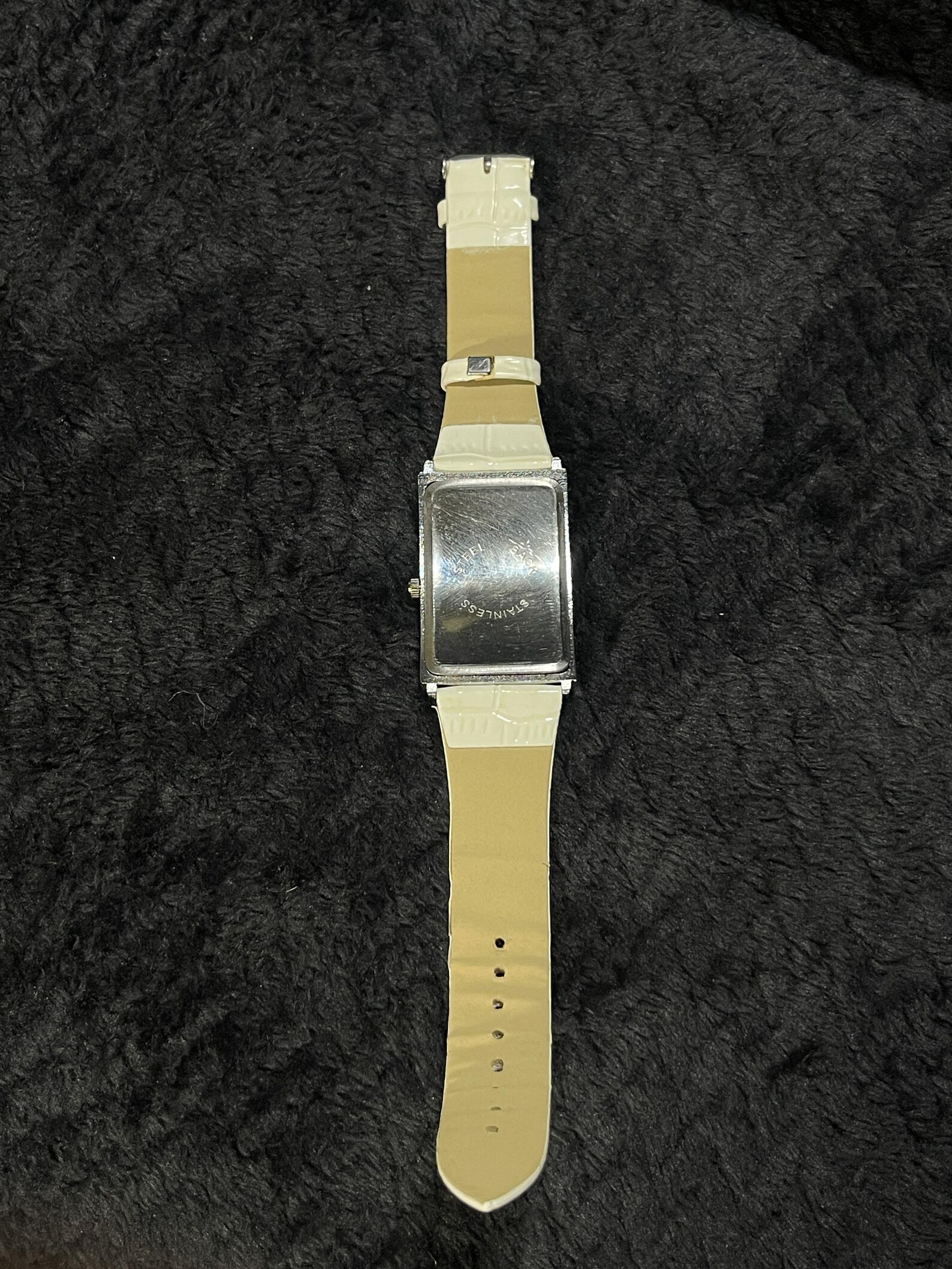 Sophisticated Nouveau Rectangular Quartz Watch With Cream Leather Strap ...