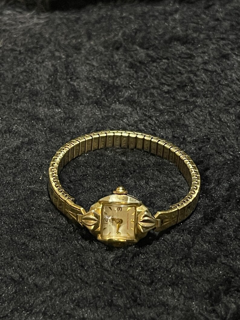 Vintage 1950s Ladies Clinton Wristwatch Gold Tone Stretch Band, Classic ...