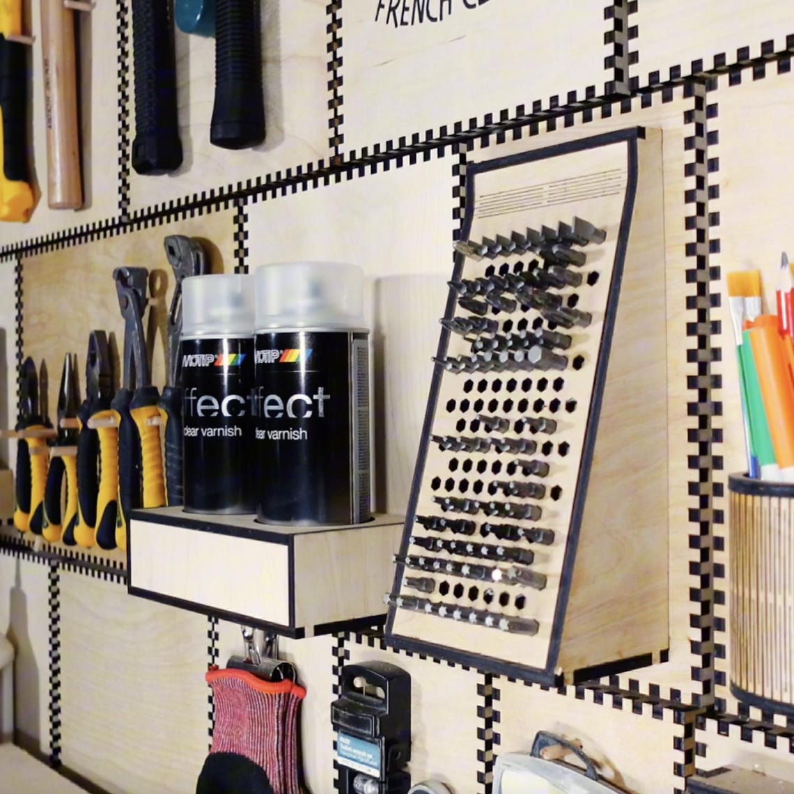 French Cleat Hex Bit Holder Laser Cut Files | DIY Drill & Driver Bit ...