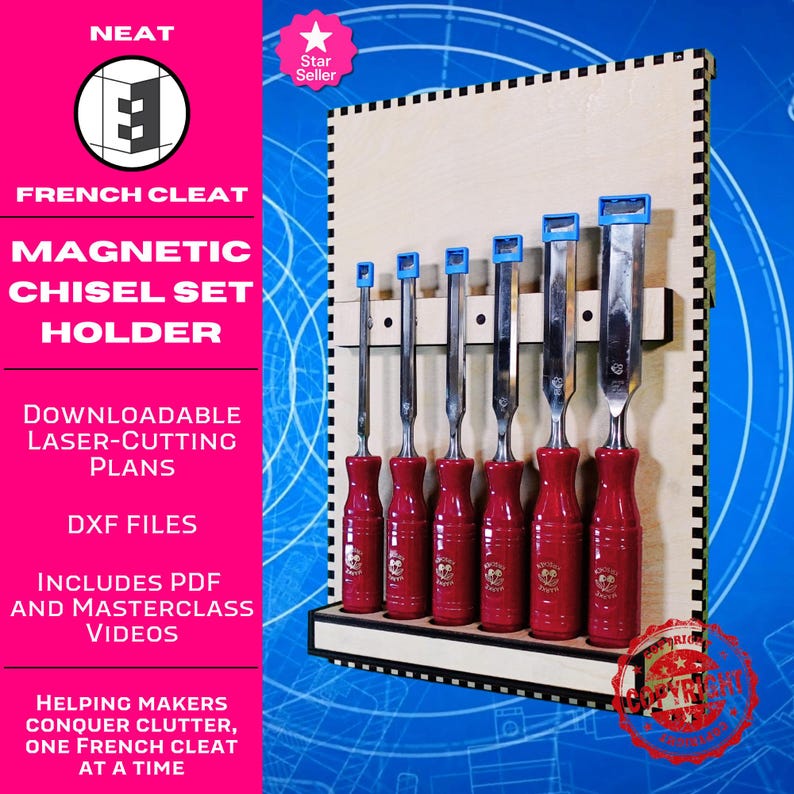 Magnetic Chisel Holder Plans: French Cleat DIY Organizer (digital ...
