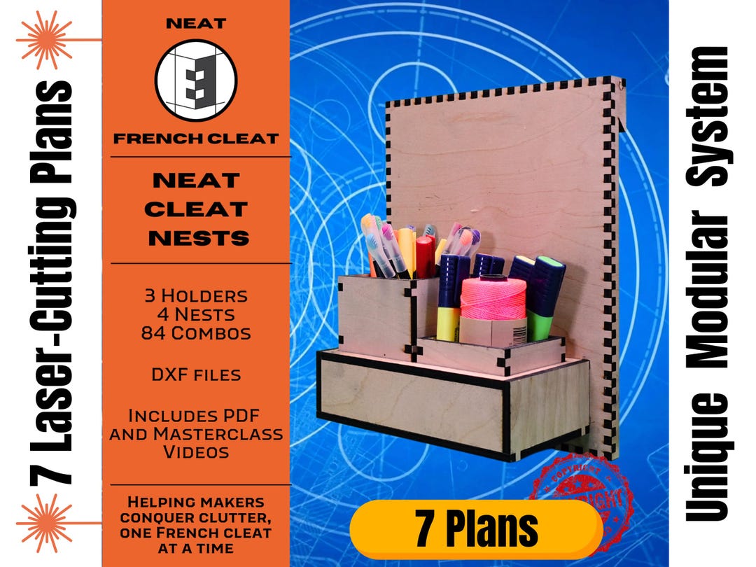 French Cleat Nest Plans: Modular Tool Storage, Laser-ready DXF Bundle ...