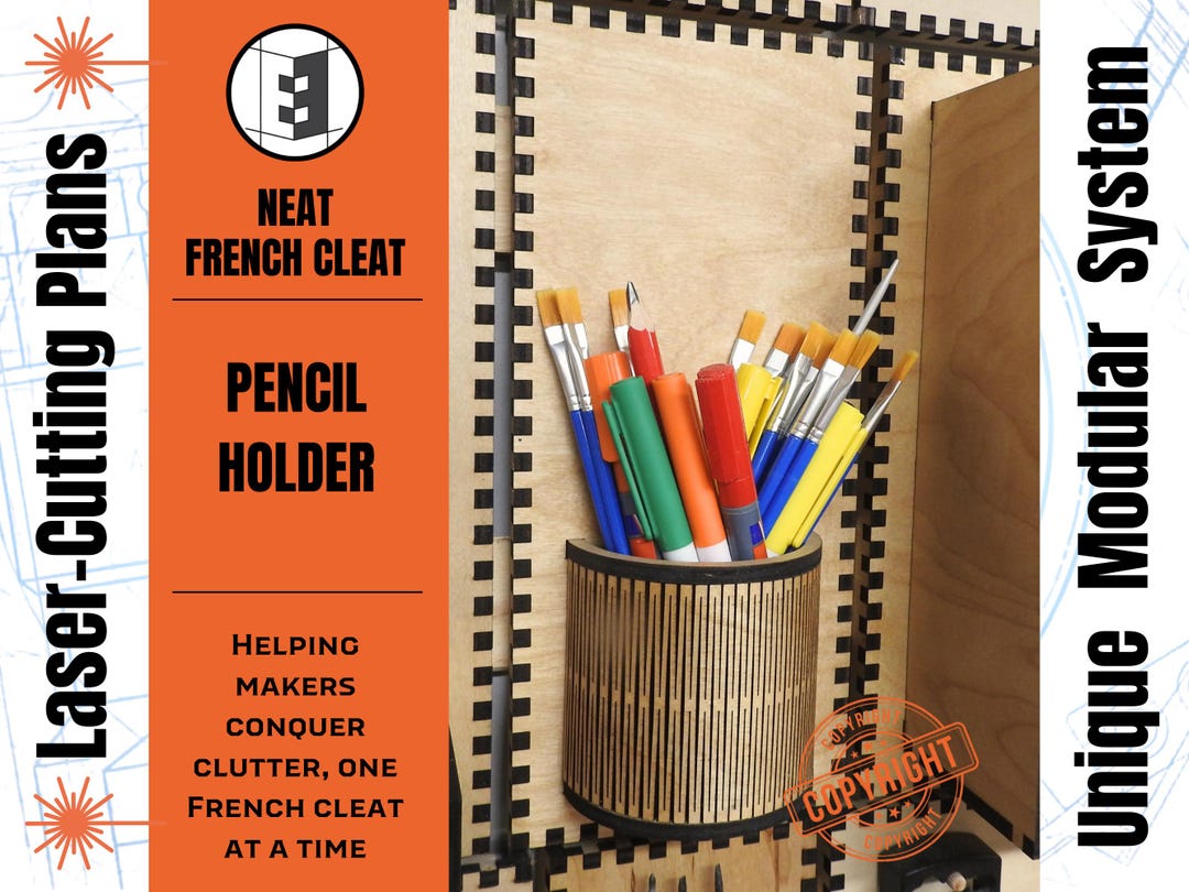French Cleat Pencil Holder Laser Cut Files: DIY Modular Wall Organizer ...