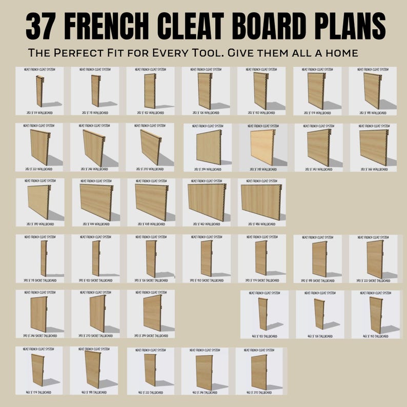 Laser Cut French Cleat Wallboard Plans: 37 Modular Workshop Designs ...