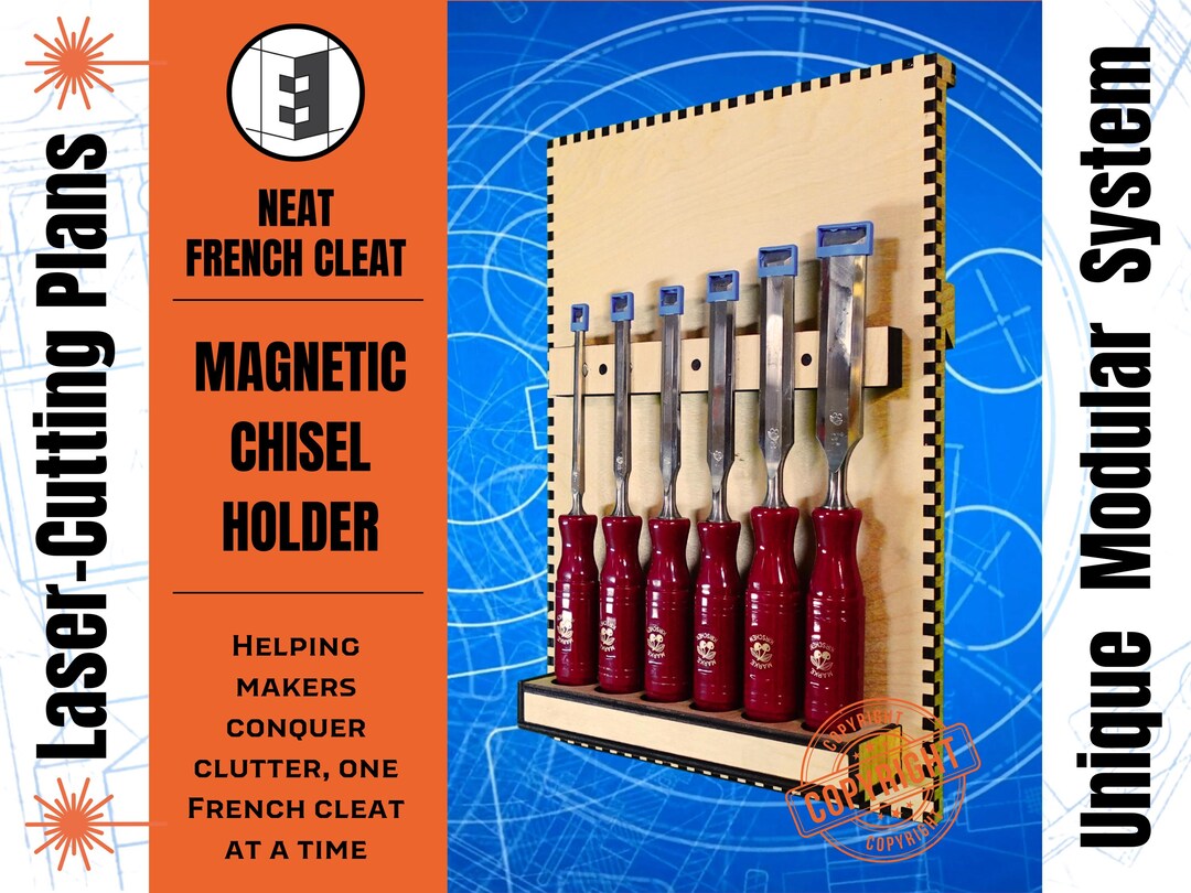 French Cleat Magnetic Chisel Holder | DIY Laser Cut Workshop Organizer ...