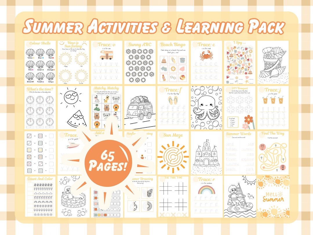 Sunshine Themed Kids' Activity and Learning Set - 65 Page Summer Bundle ...