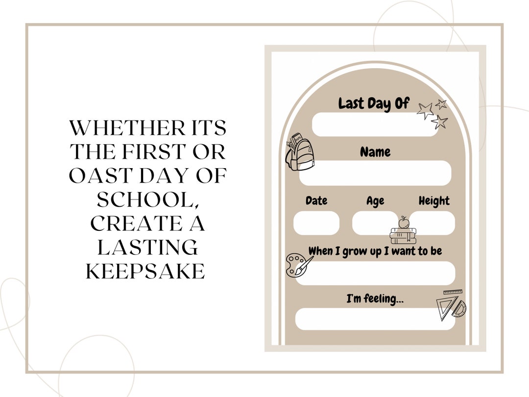 Printable First / Last Day at School Poster Reusable Keepsake for Every ...