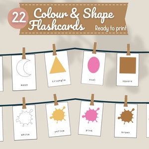 Shape and Colour Flash Cards, Homeschool Printable, Preschool Materials ...