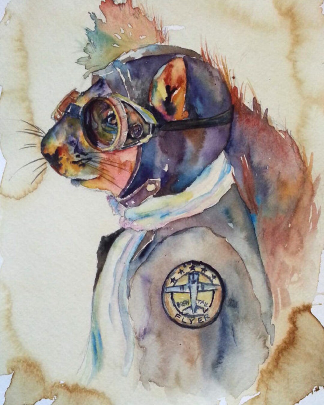 Ace the Flying Squirrel Fine Art Print - Watercolor and Coffee Artwork ...
