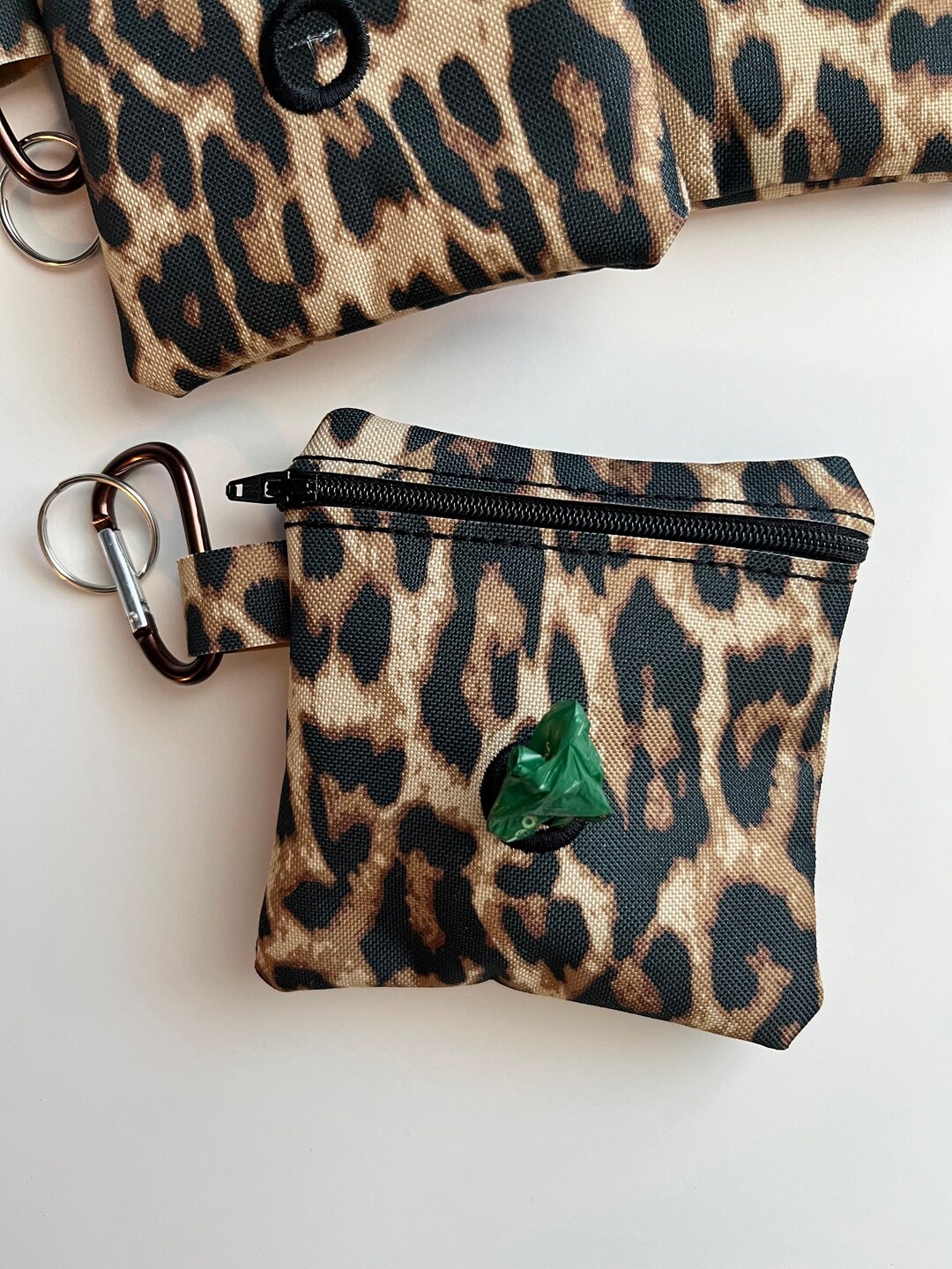 Cheetah / Leopard Print Dog Poop Bag Holder Waterproof Canvas Dog Poop ...
