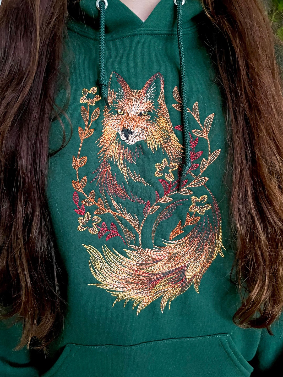 Autumn Fox Embroidered Hooded Sweatshirt Fall Hoodie - Etsy