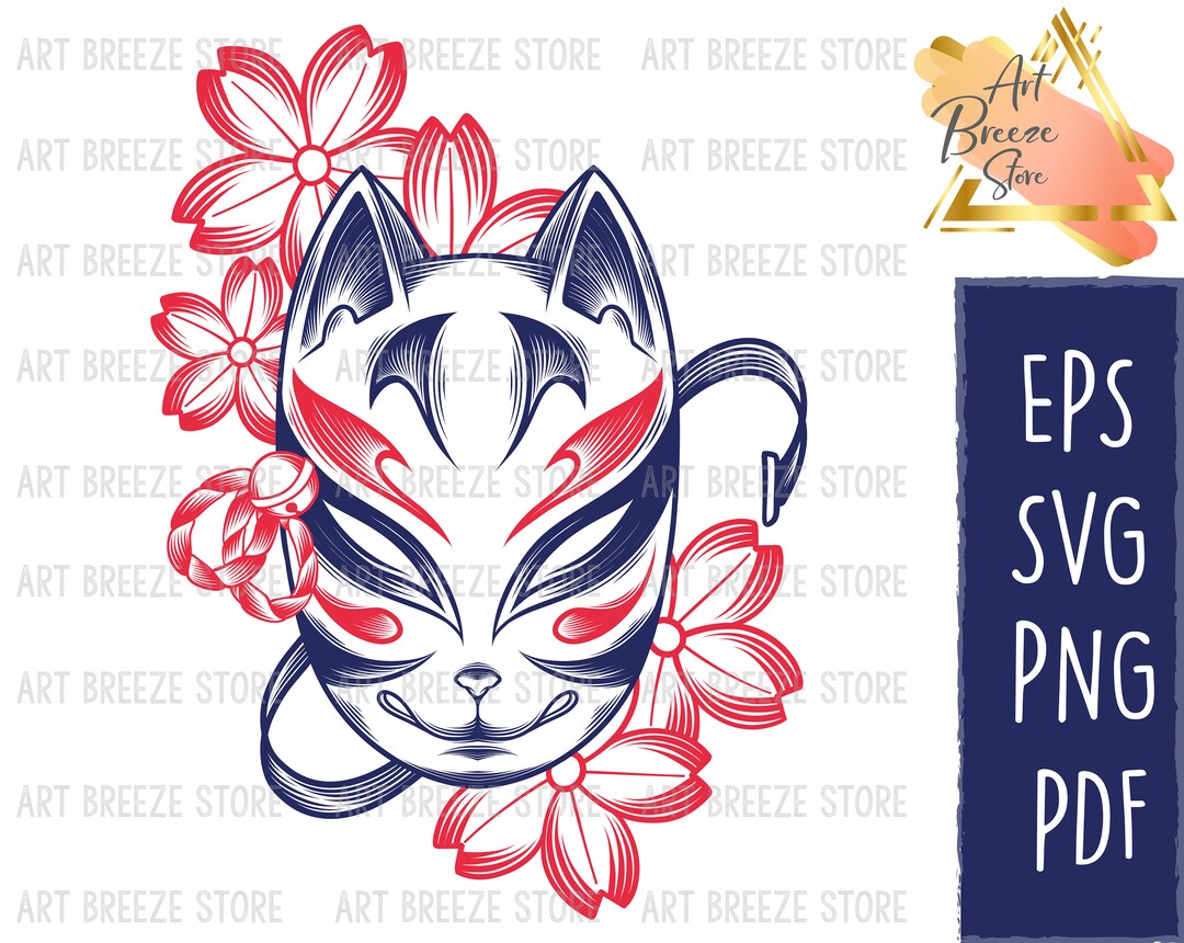 Kitsune Mask PNG Fox Mask Japanese Mask PNG SVG Kitsune - Etsy