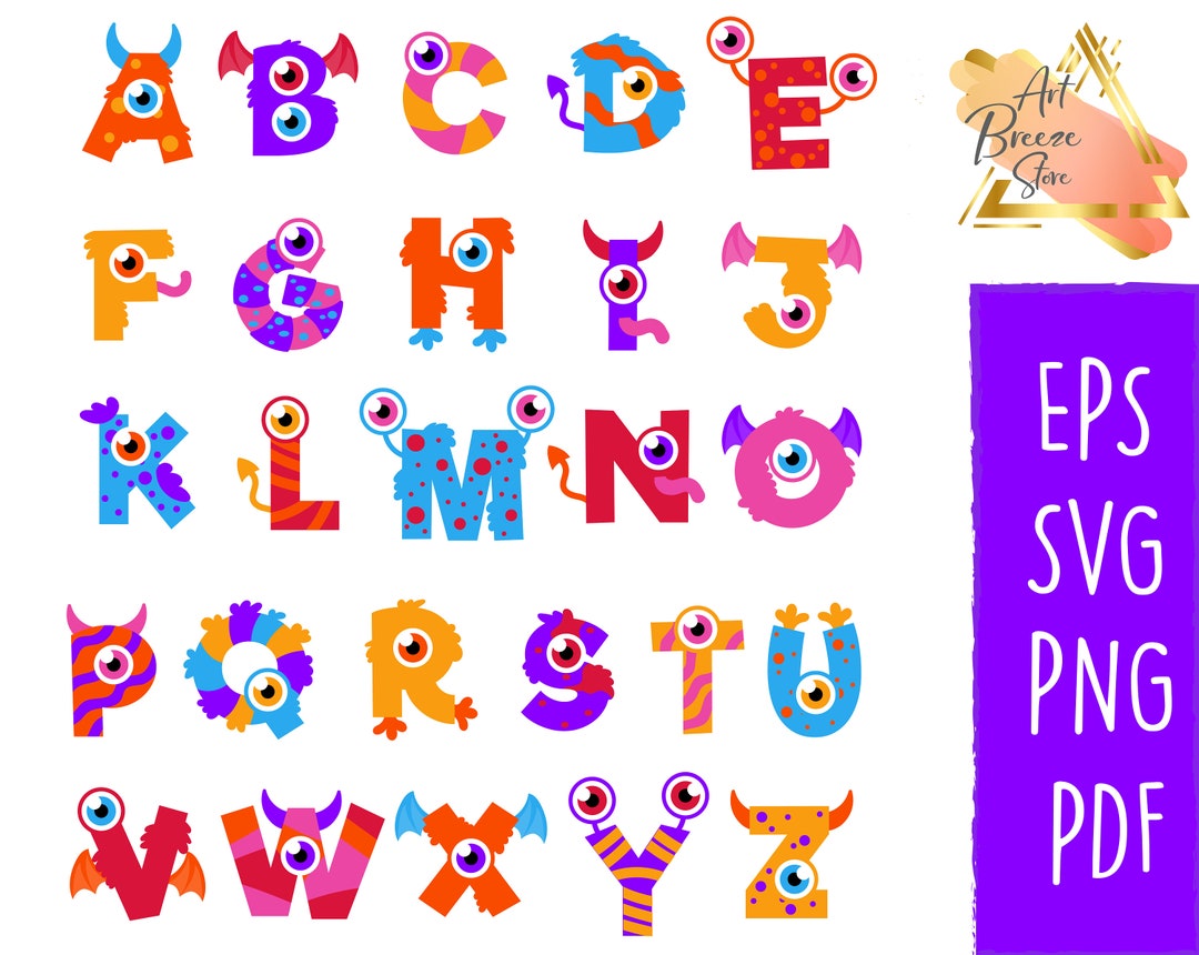 Digital Monster Alphabet Clipart Birthday Kids Room Monster - Etsy ...