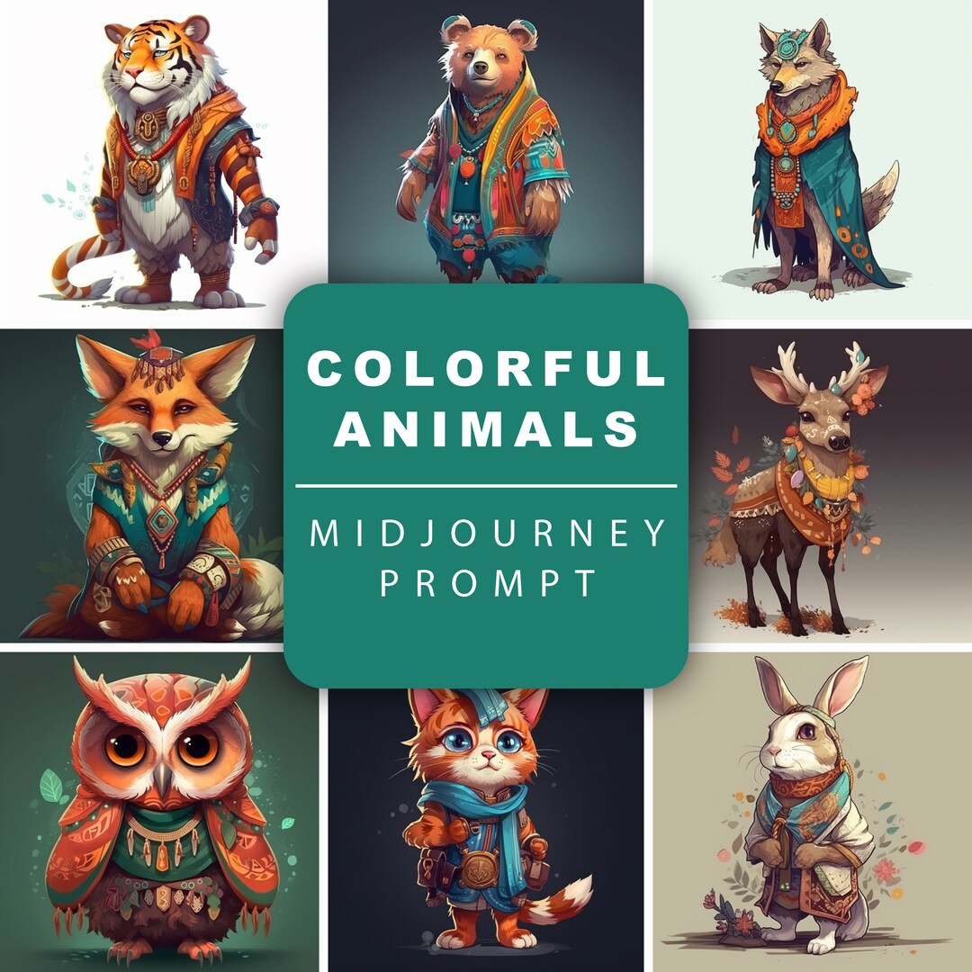 Midjourney Prompt for Colorful Animals - Etsy