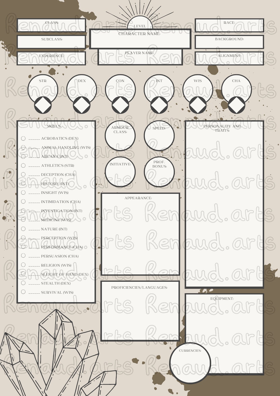 DND Character Sheet perfect for Beginners - Etsy