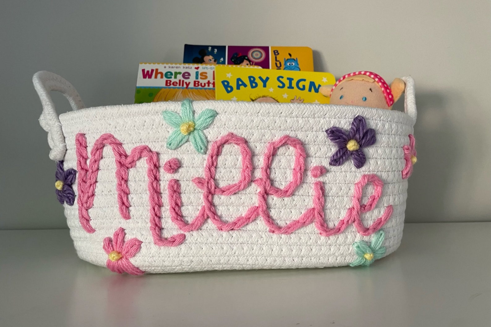 CUSTOM Name Basket With All Over DAISY Design - Etsy