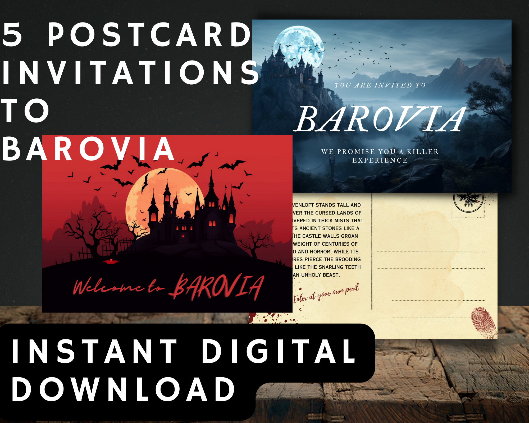 5 Barovia Postcard Invitations (curse of Strahd) - Etsy