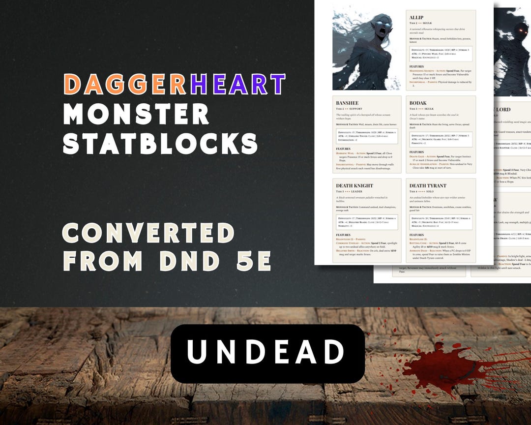 Daggerheart Undead Adversaries: Dnd 5e Monster Manual Conversion (PDF ...