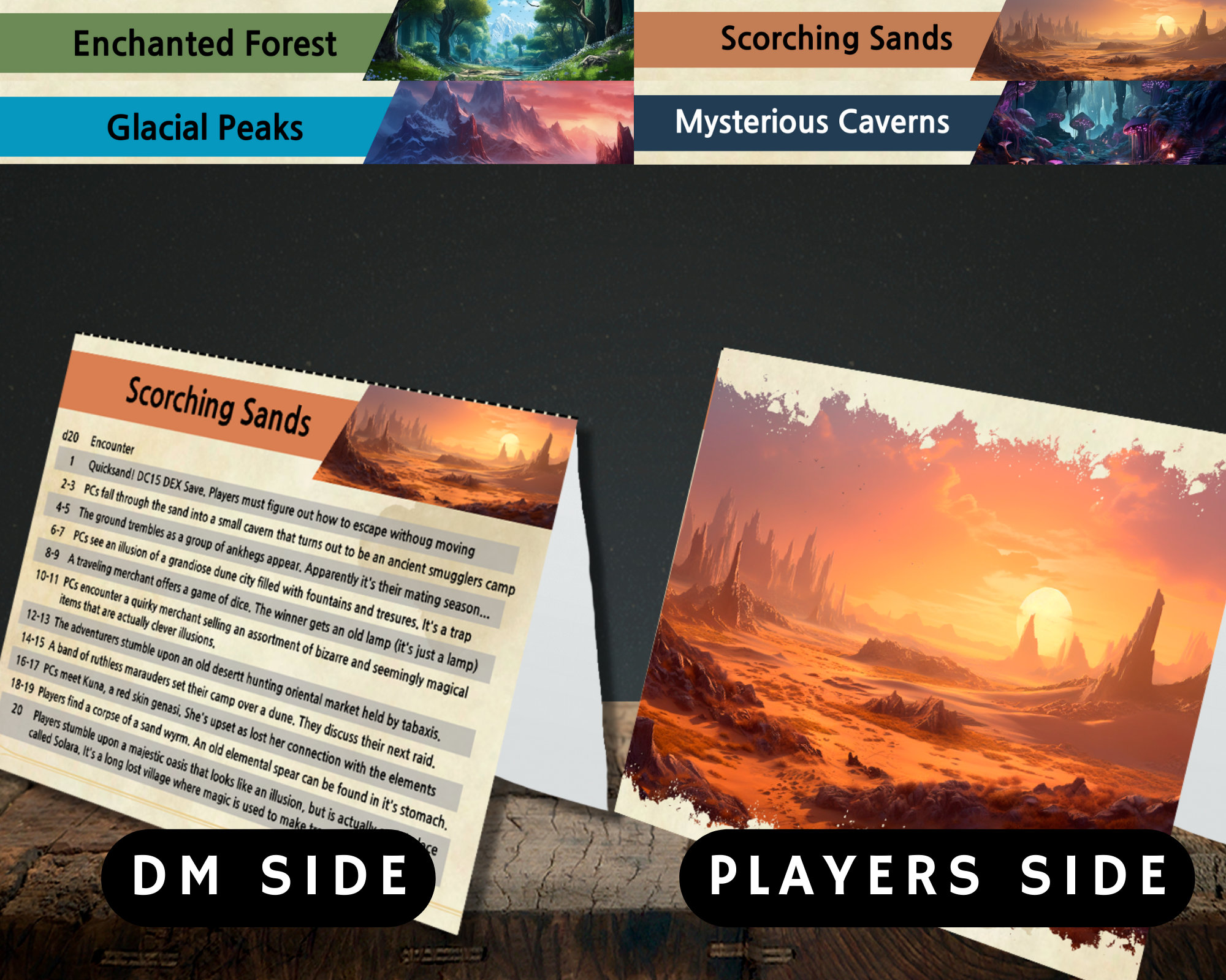 4 D&D 5e Foldable Illustrated D20 Encounter Tables Printable Dungeons ...