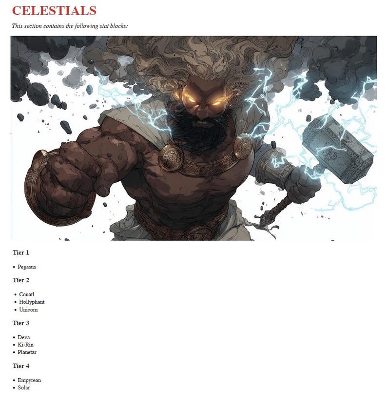 Daggerheart Celestials Adversaries: Dnd 5e Monster Manual Conversion ...