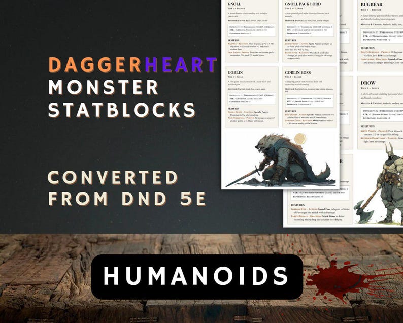 Daggerheart Humanoid Adversaries: Dnd 5e Monster Manual Conversion (PDF ...