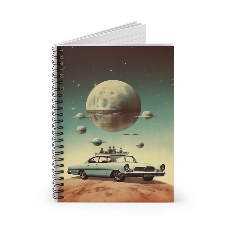 Futuristic Nostalgia Retro Notebook Cars on Mars Spiral Binding and ...
