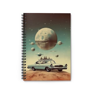 Futuristic Nostalgia Retro Notebook | Cars on Mars | Spiral Binding and ...