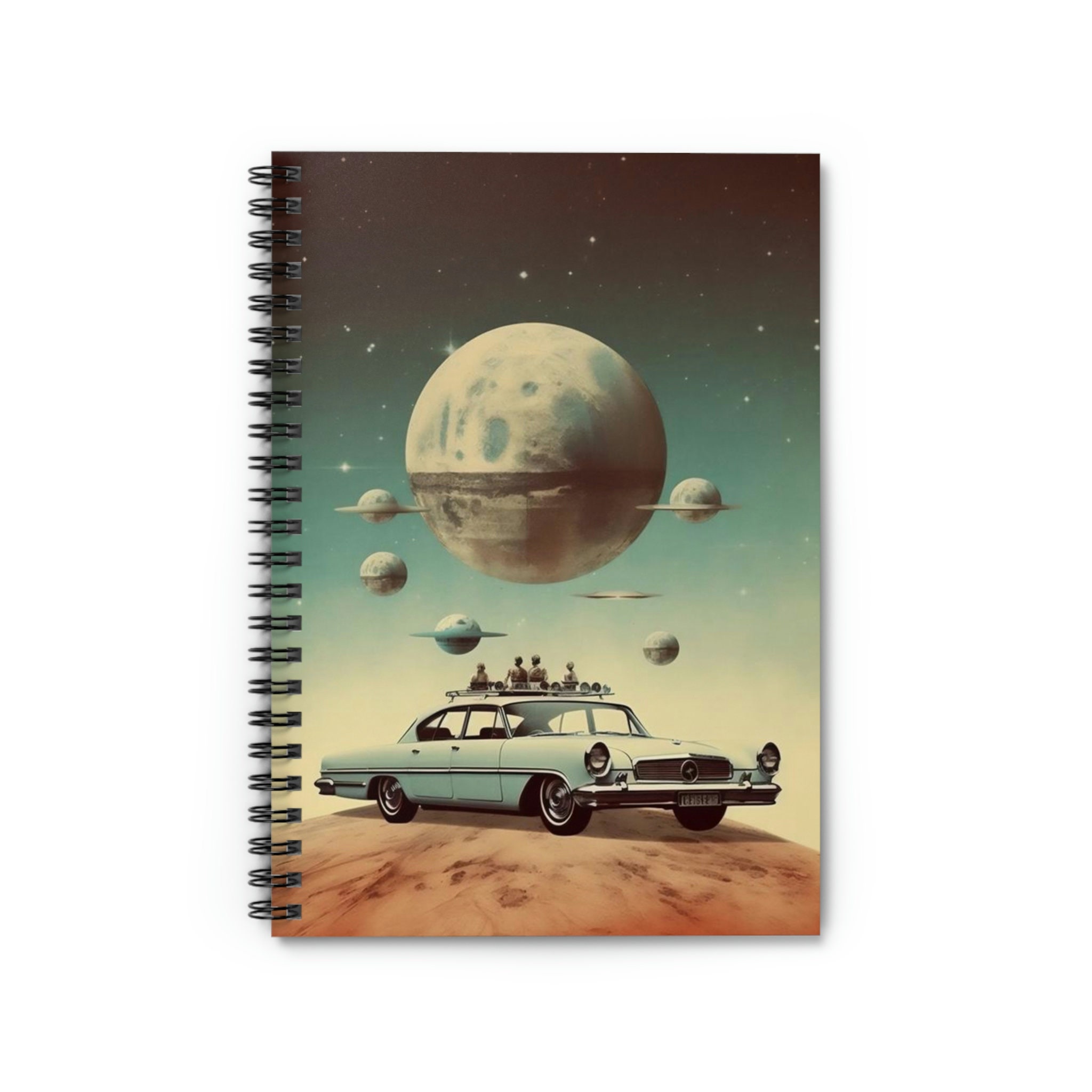 Futuristic Nostalgia Retro Notebook | Cars on Mars | Spiral Binding and ...