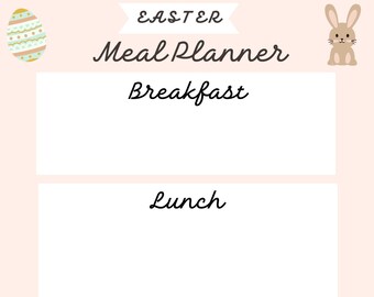 PRINTABLE EASTER MENU Planner List Checklist Bunny Egg Spring Holiday ...