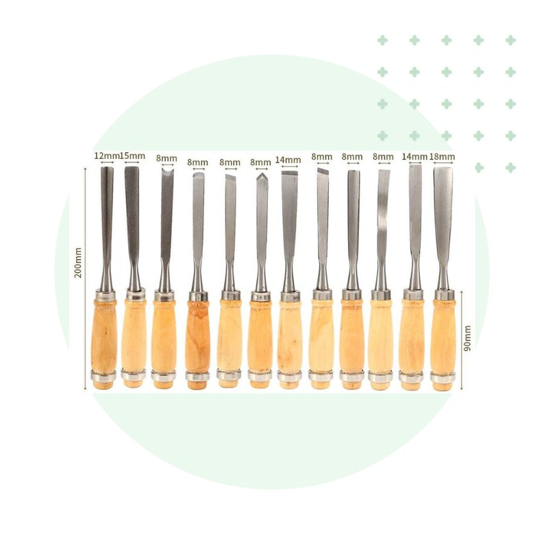 Wood Carving Chisel Kit (12 Pcs), 12 Pcs Wood Chisel Set, Carving Hand ...