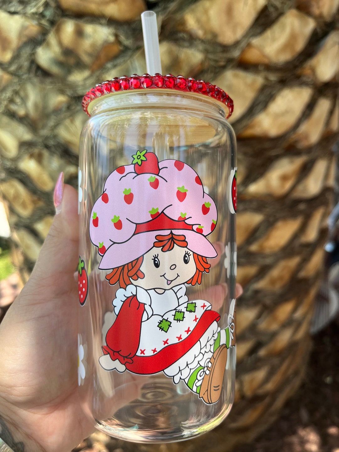 Strawberry 16oz. Glass Can - Etsy
