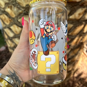 Mario 16oz. Glass Can - Etsy
