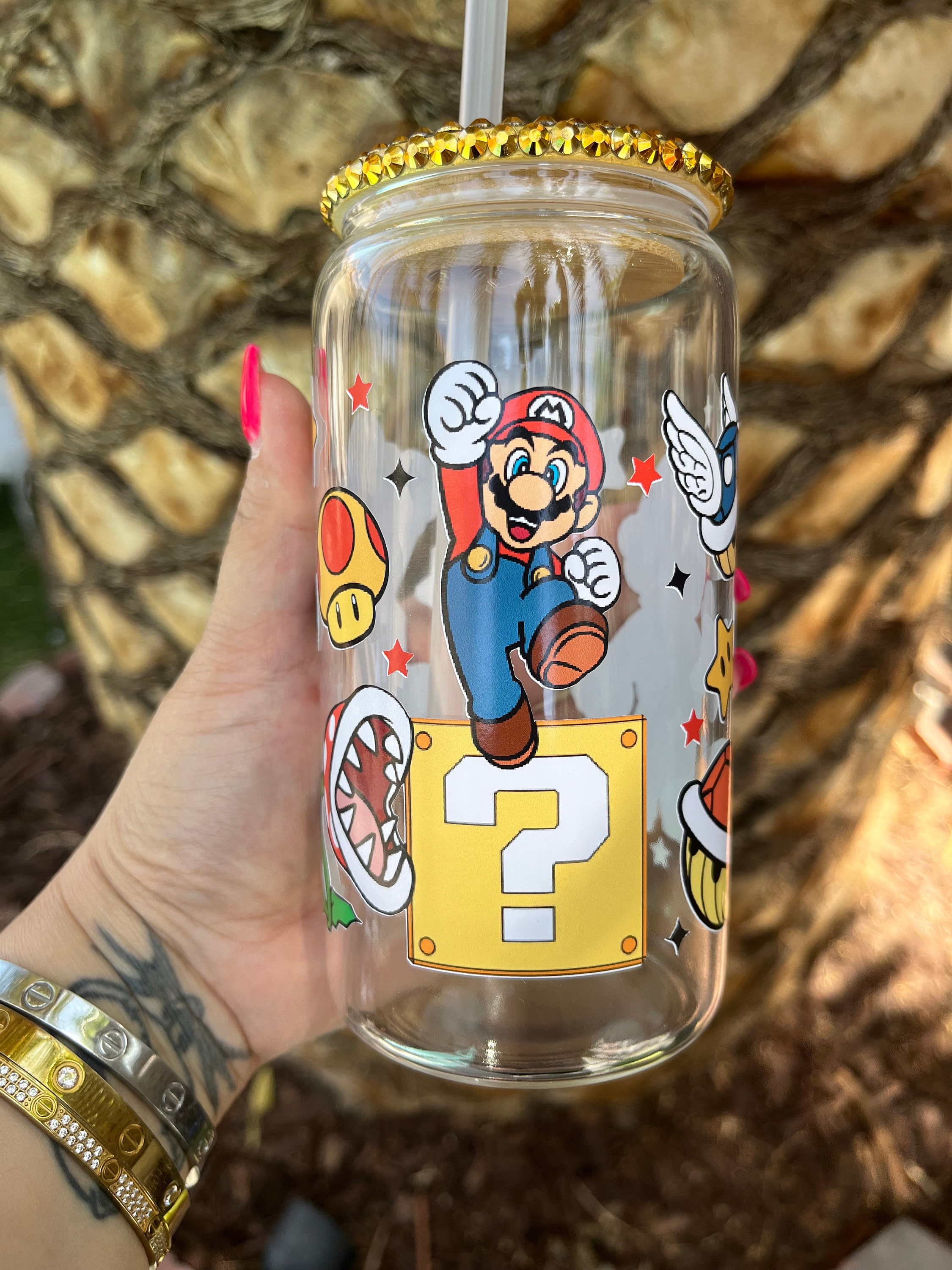 Mario 16oz. Glass Can - Etsy
