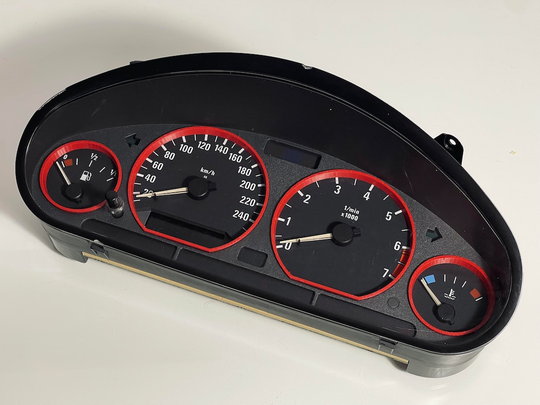 BMW E36 Gauge Cluster Rings silver/red - Etsy
